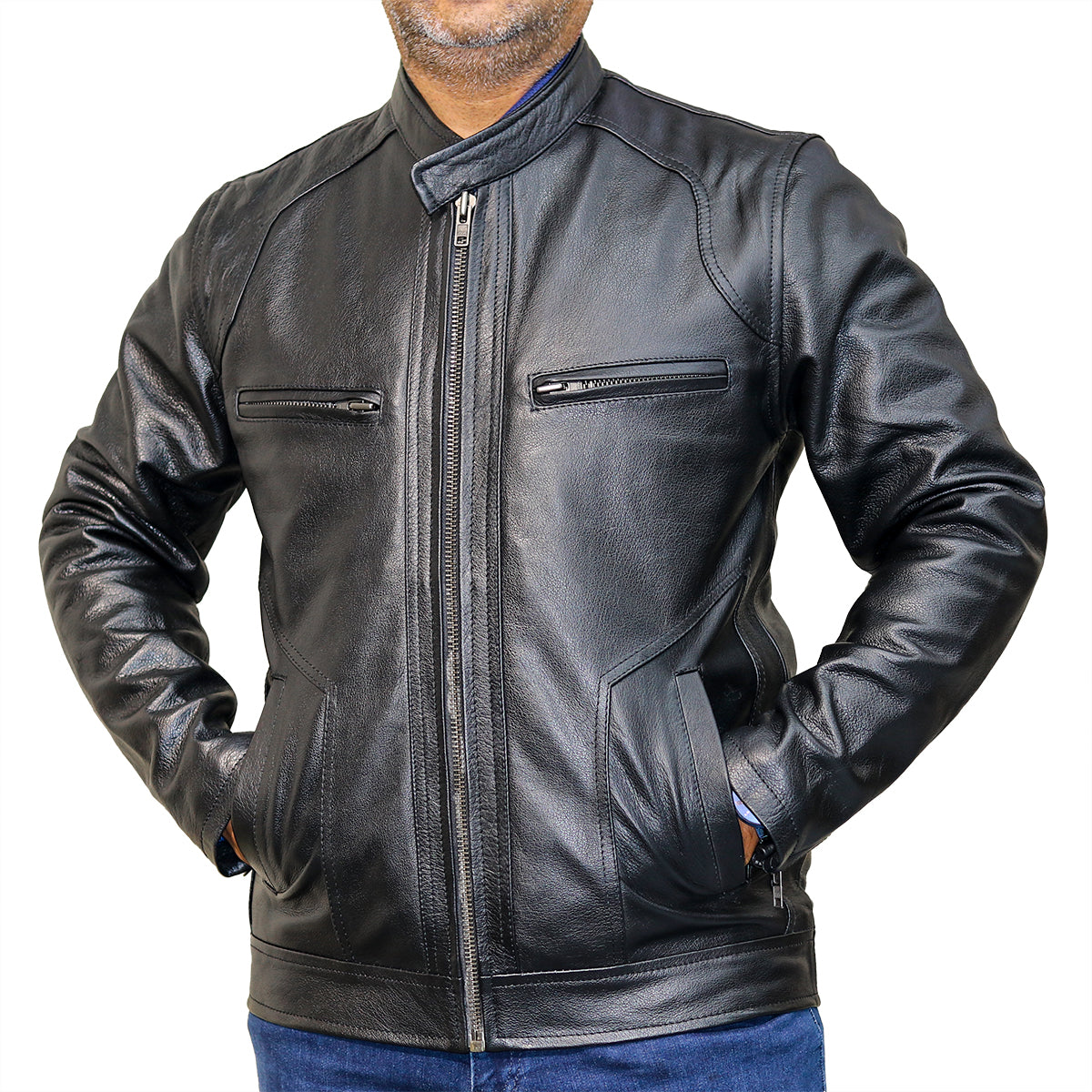 BLK Biker Leather Jacket for Men – Black Stone Leather